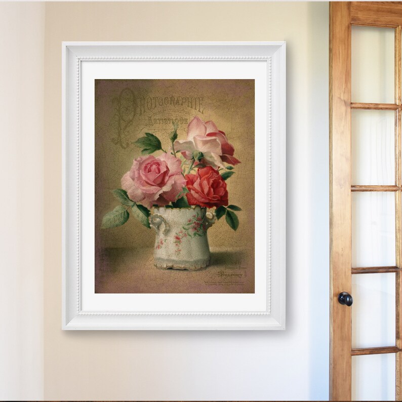 Shabby Chic Roses Vintage Printable Digital Frameable - Etsy