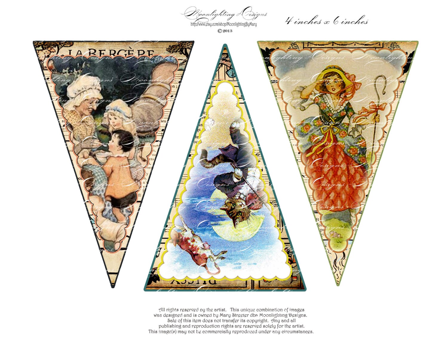 Mother Goose, Banner Printable, Vintage, Nursery Rhymes, Pennants ...