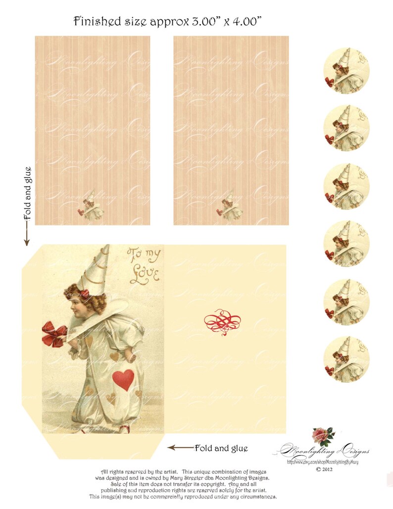 VINTAGE VALENTINE CARDS Printable Digital Envelopes and Vintage Note ...