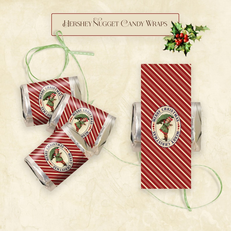 Christmas Candy Bar Wrapper Christmas Candy Wrapper Hershey Miniature ...