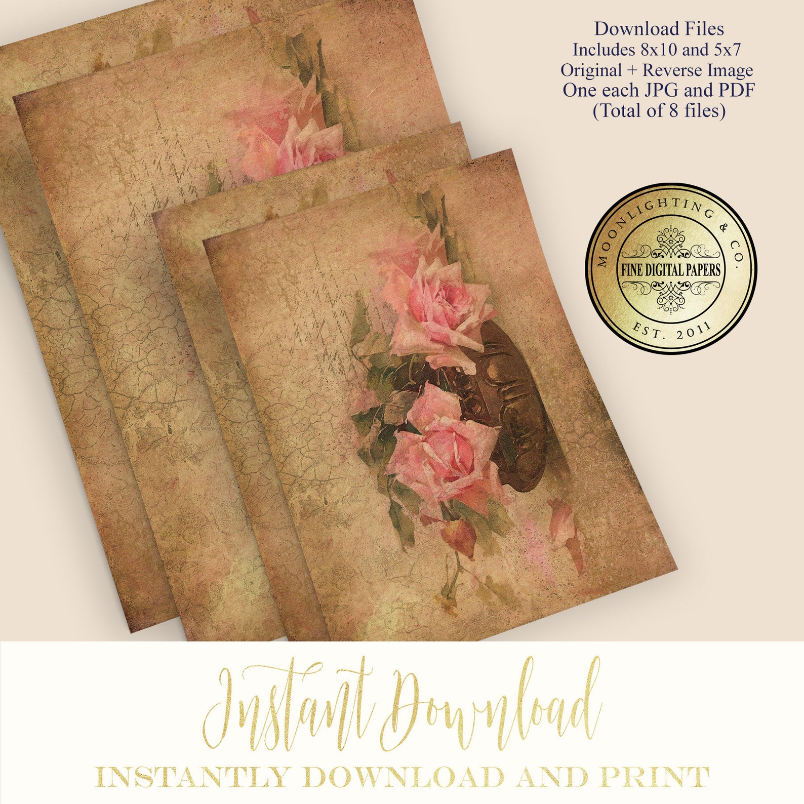 Shabby Chic Roses Victorian Romantic Vintage Printable Digital - Etsy