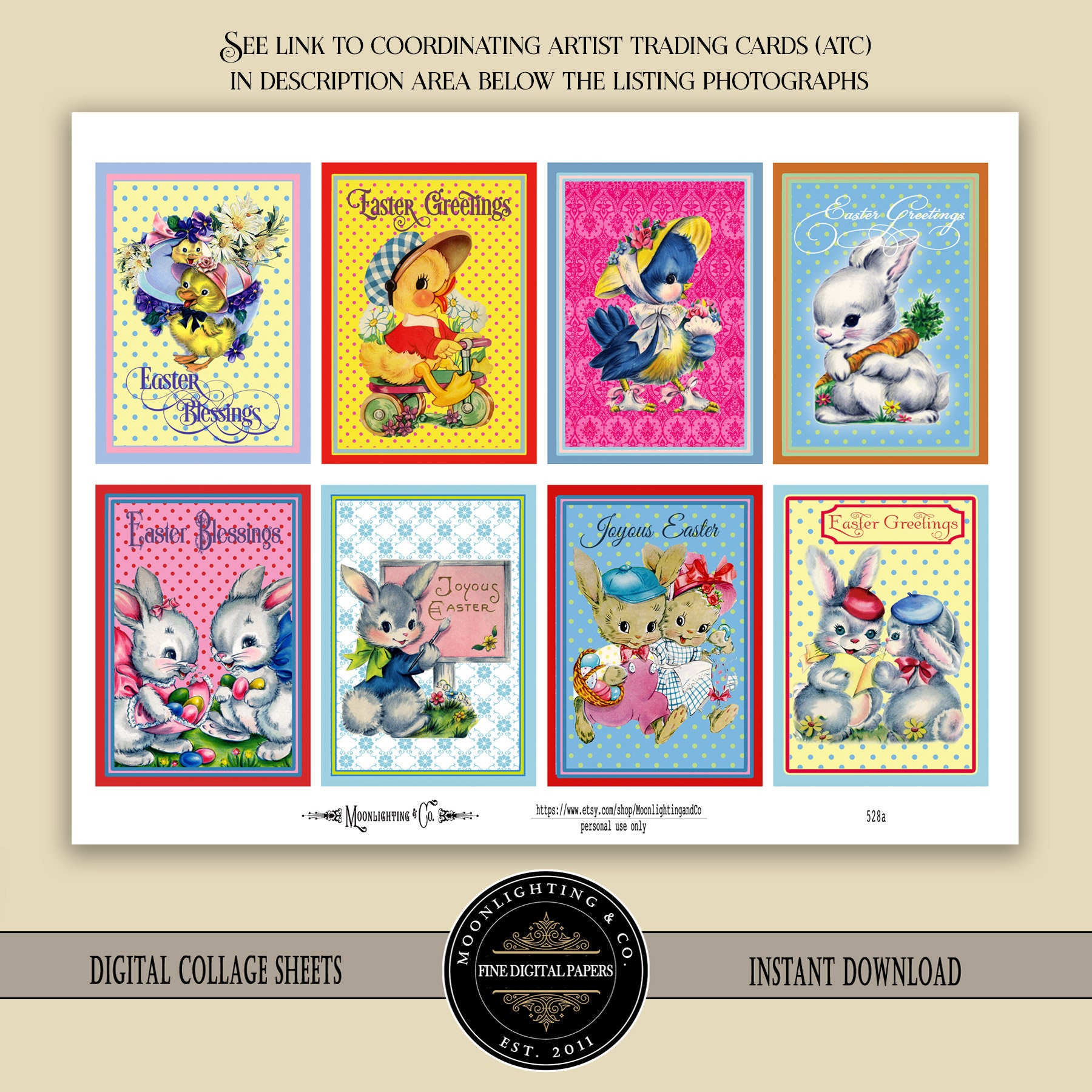 EASTER RETRO TAGS Party Gift Tags Cupcake Cake Topper Labels Sticker ...