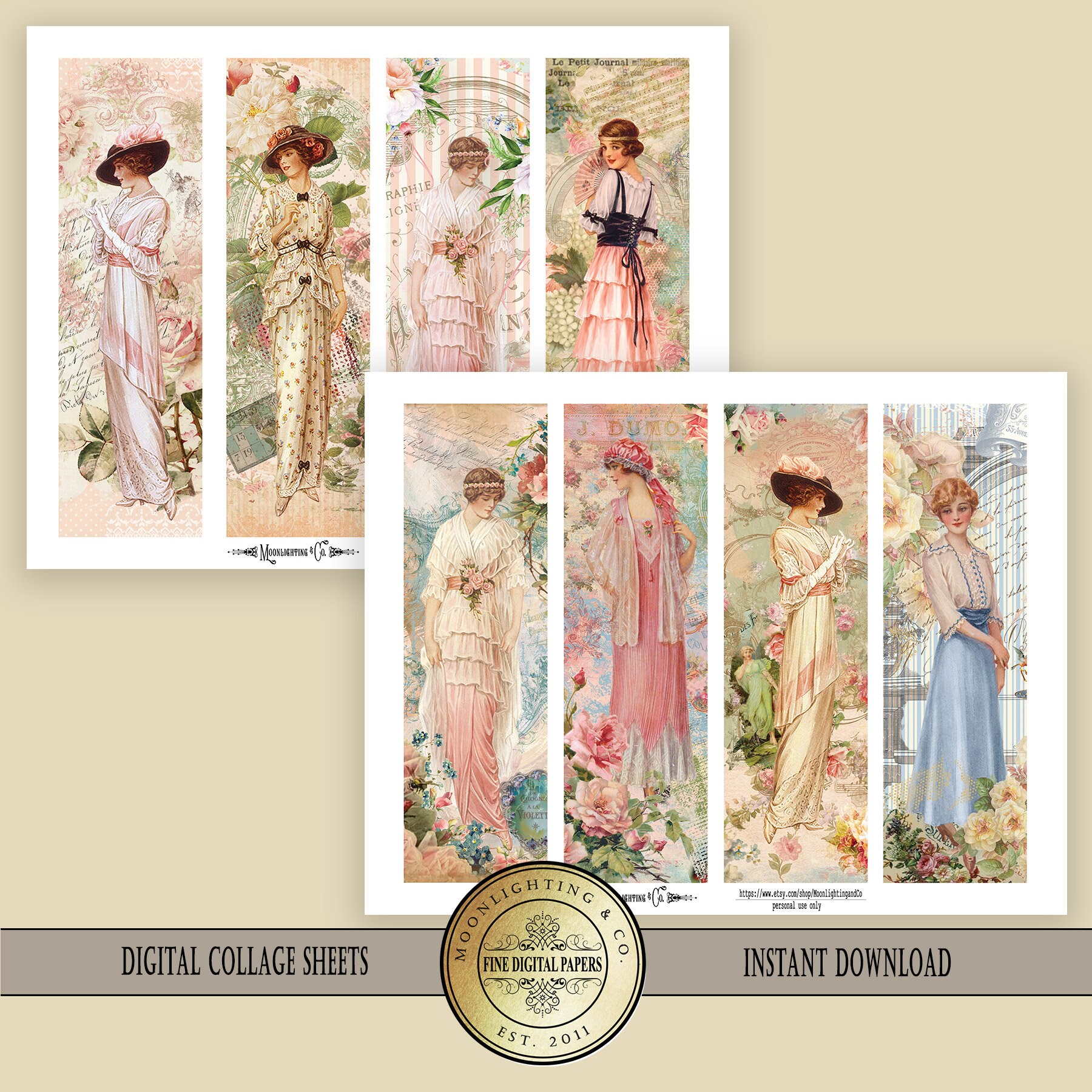 Victorian Edwardian Ladies Shabby Chic Bookmark Vintage - Etsy