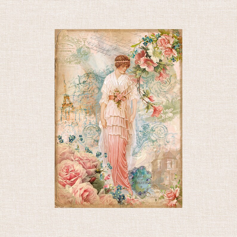 Victorian Edwardian Ladies Vintage Shabby Chic Pink Lady Romantic