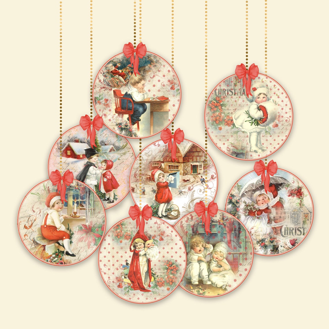 Victorian Christmas Tags, Printable, Christmas, Ellen Clapsaddle ...