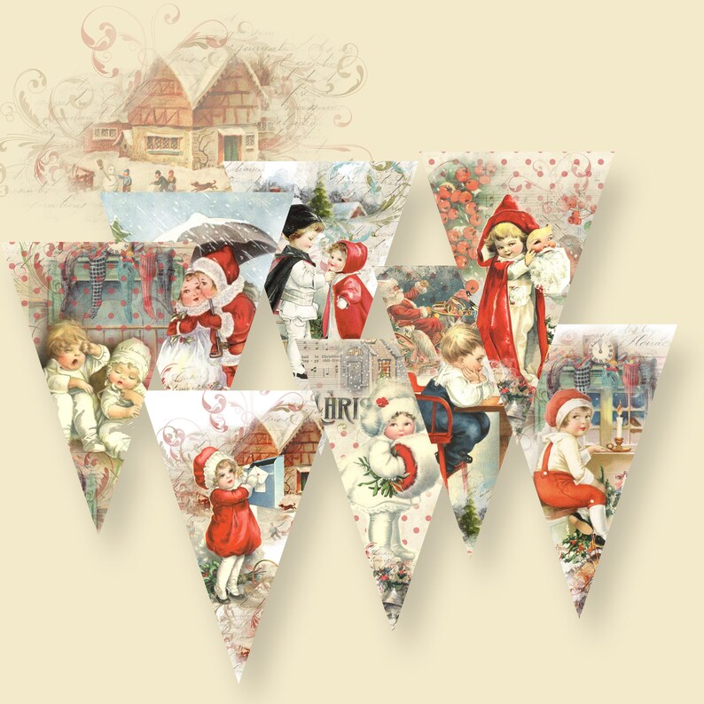 Christmas Banner, Vintage, Printable, Decorations, Holiday, Décor ...