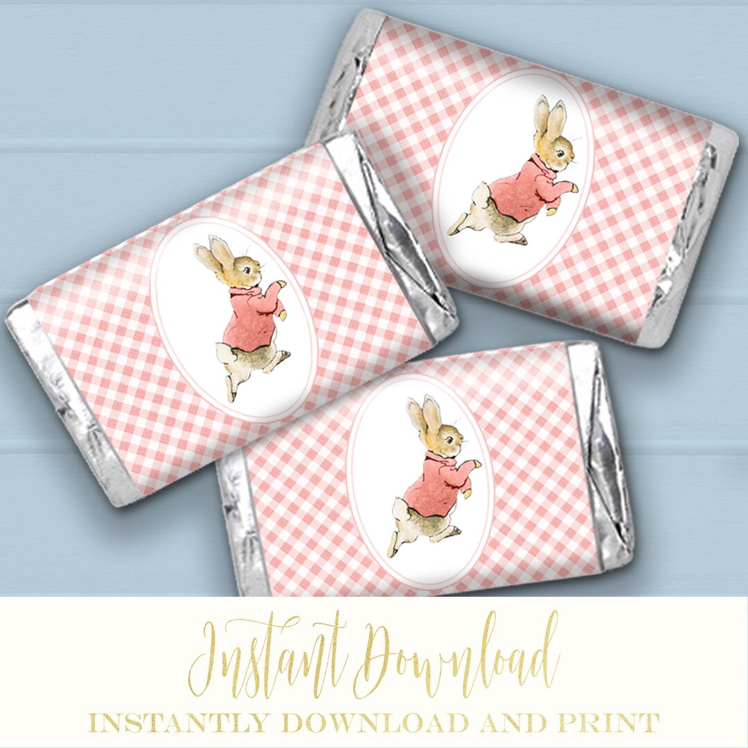 Peter Rabbit Pink Candy Bar Wrapper Printable Birthday Pink - Etsy