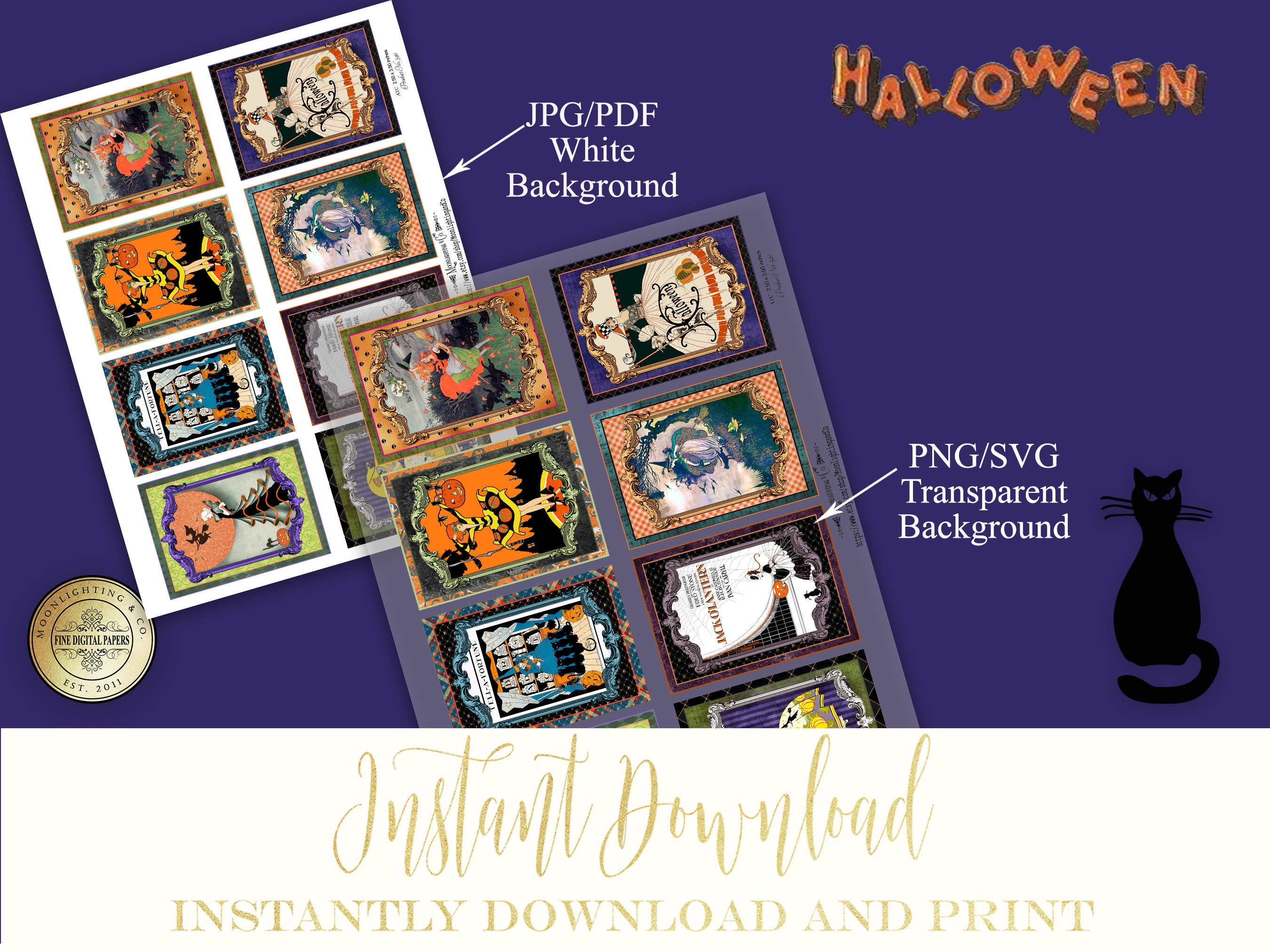 Halloween ATC, Printable Halloween, Digital Download, Halloween ...