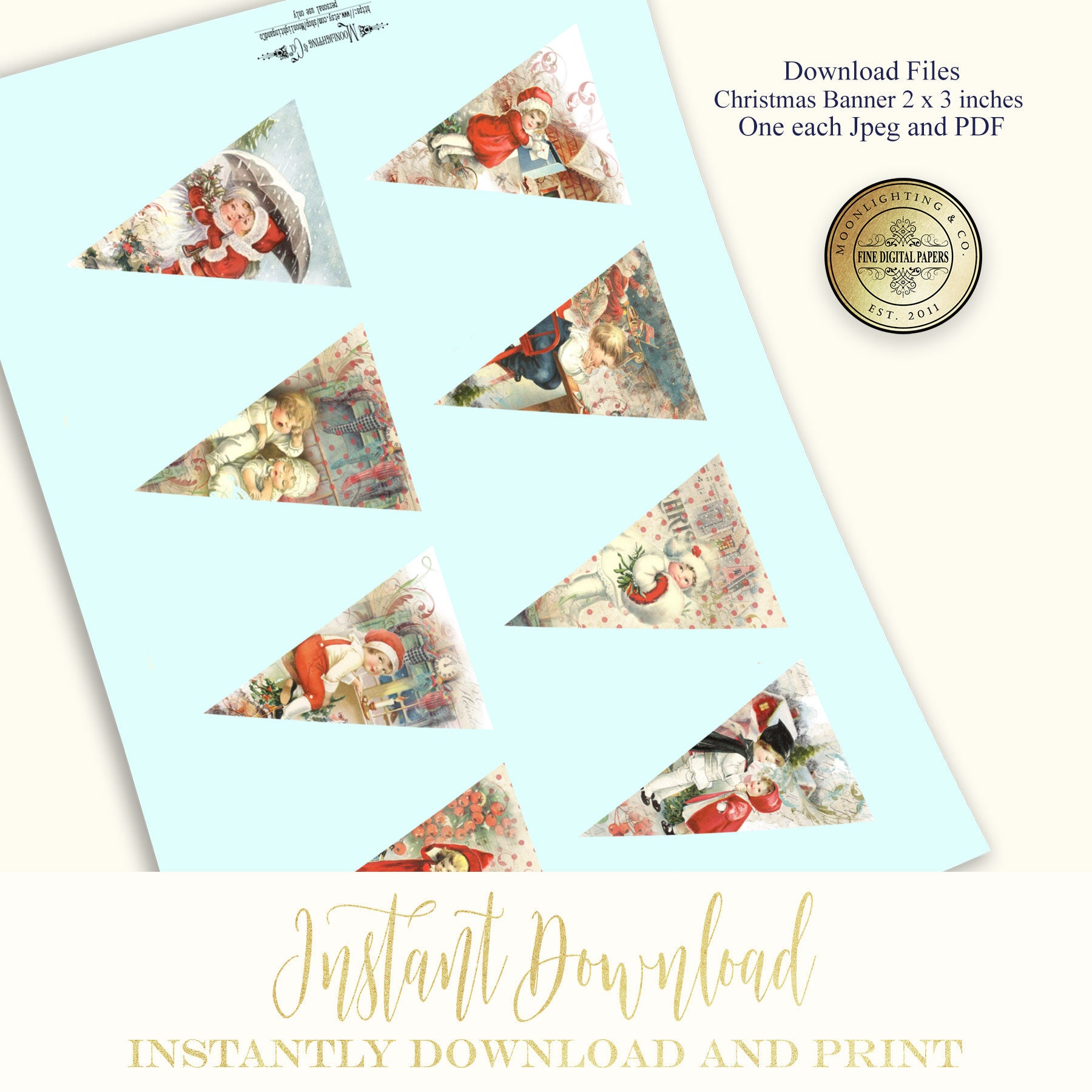 Christmas Banner, Vintage, Printable, Decorations, Holiday, Décor ...