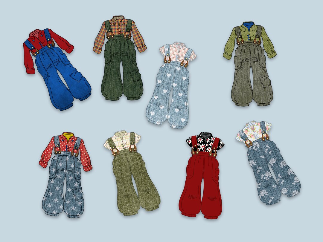 Printable Coveralls Digital, Boys and Girls Clip Art, Junk Journal ...