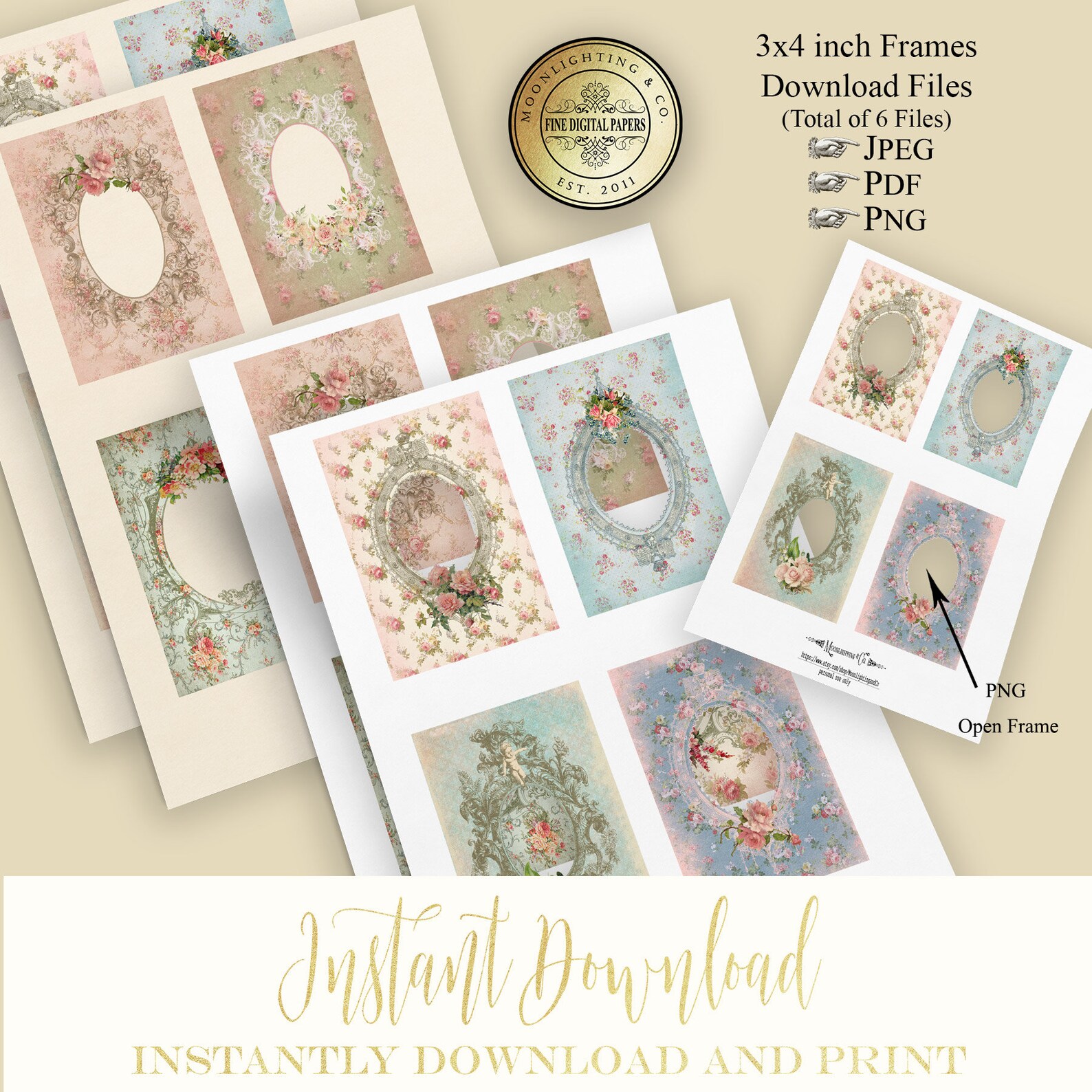 Shabby Chic Frames, Victorian, Cottagecore, Vintage, Photo, Digital ...