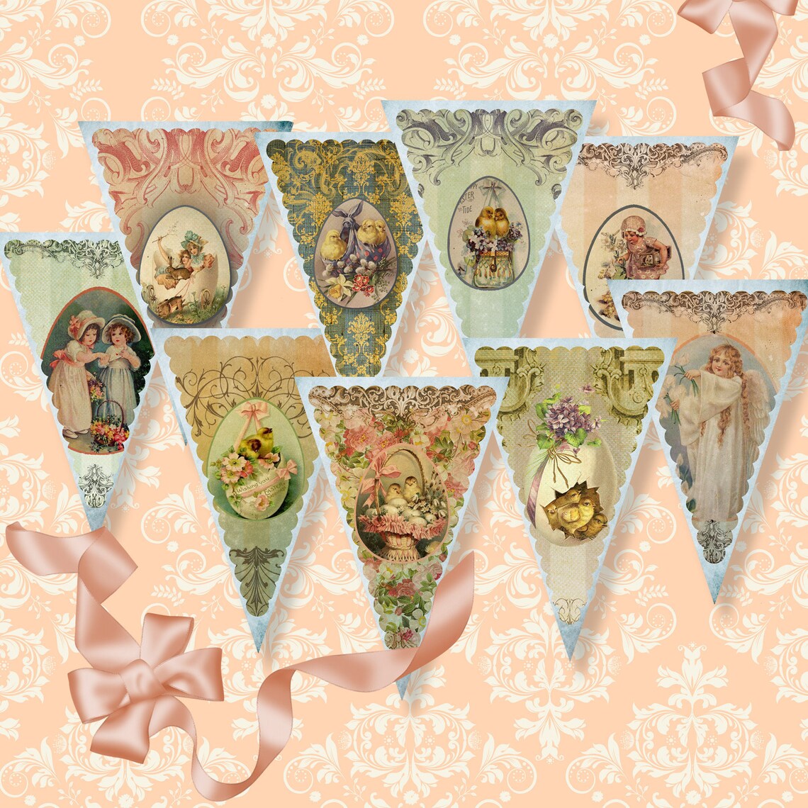 EASTER EGG BANNER Printable Party Bunting Pennants Garland Flags ...