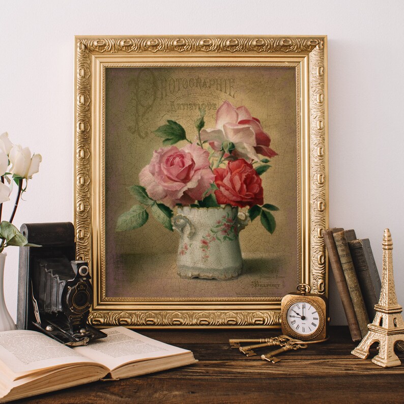 Shabby Chic Roses Vintage Printable Digital Frameable - Etsy