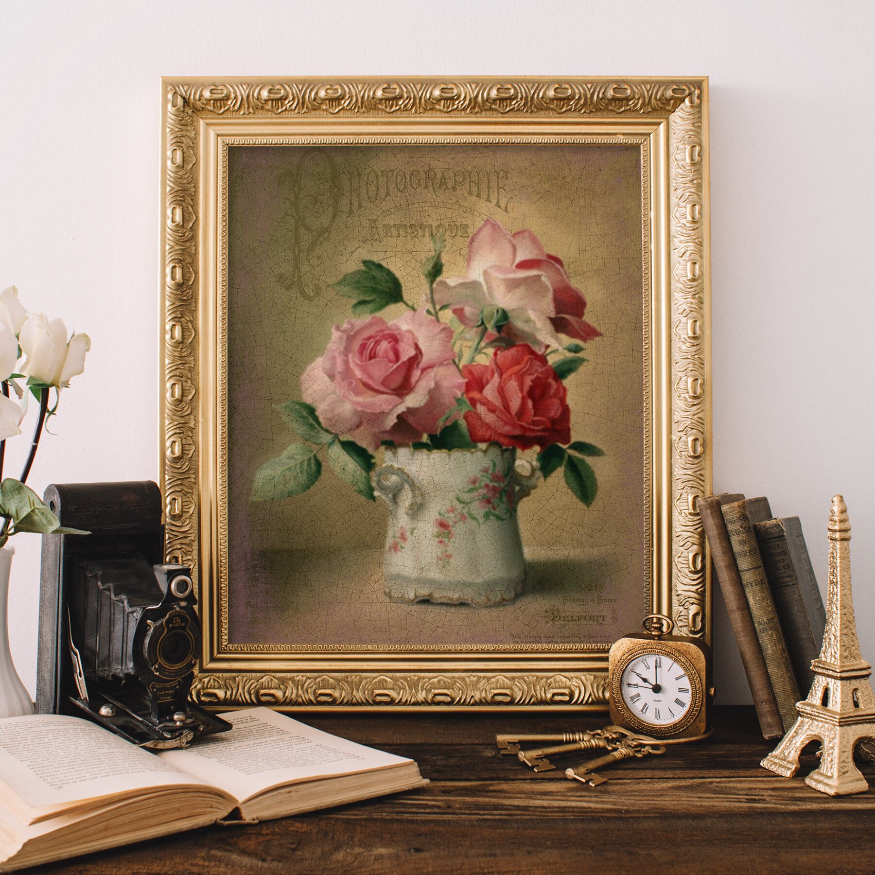 Shabby Chic, Roses, Vintage, Printable, Digital, Frameable Art, Iron On ...