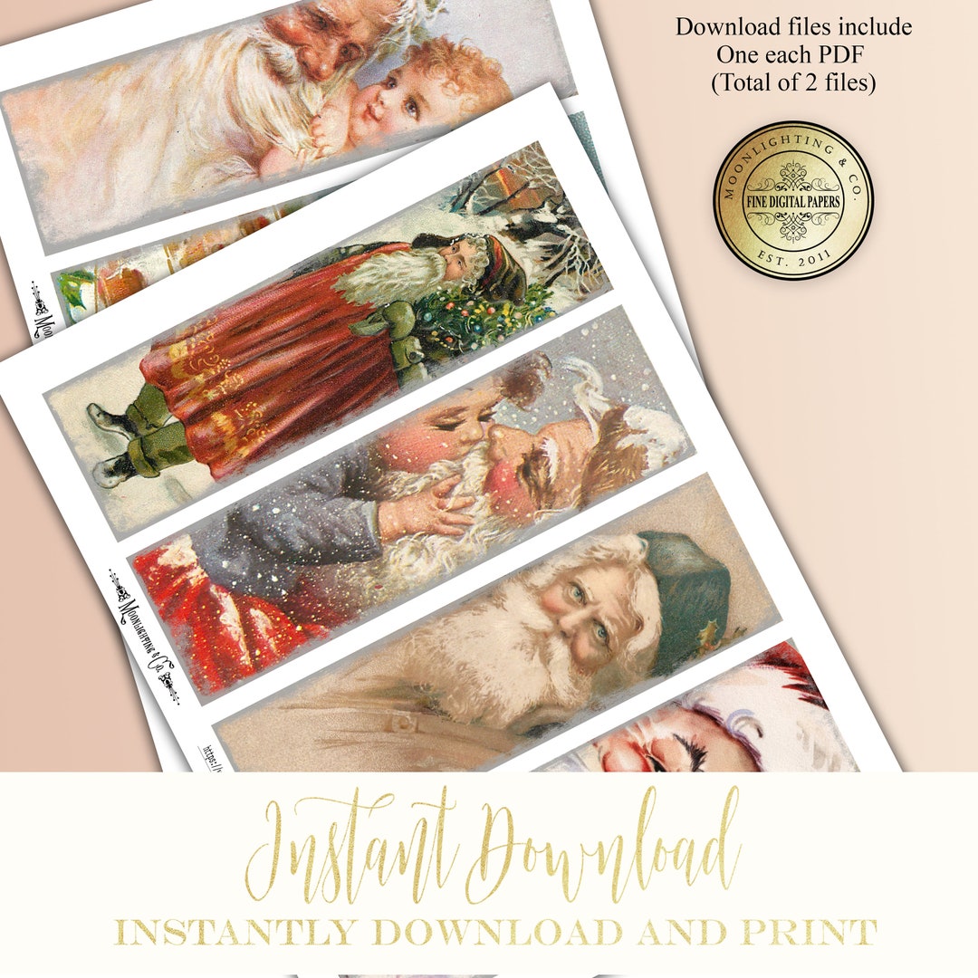 Santa Clause Christmas Printable, Vintage Santa Digital, Bookmark ...