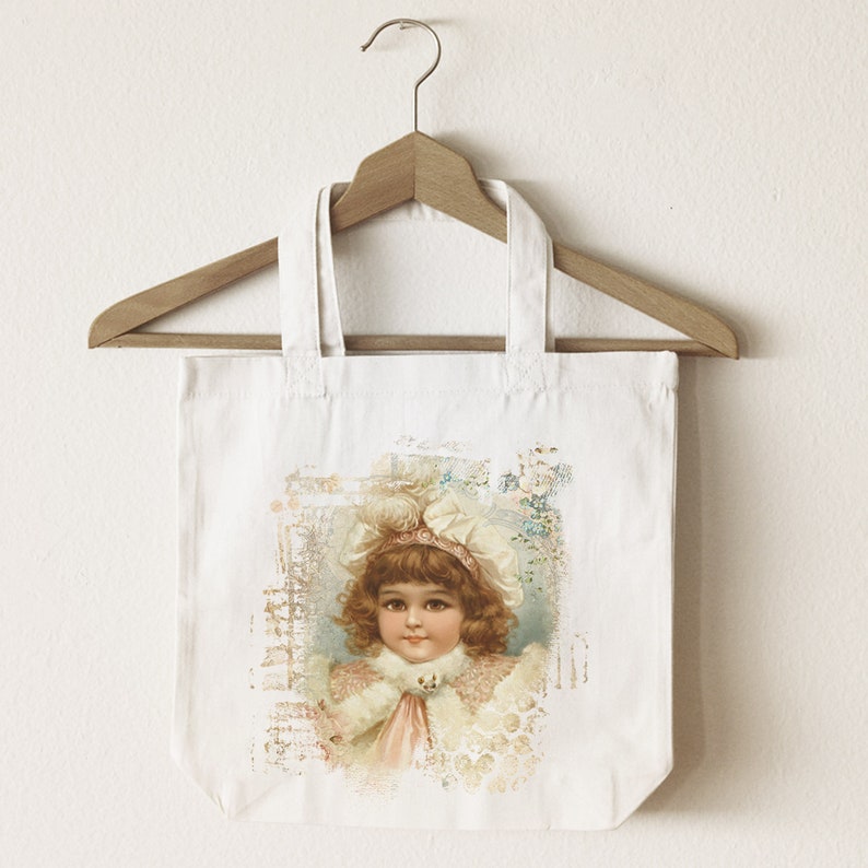 Victorian Girl Printable Transfer Digital Sheets Print on Fabric Paper ...