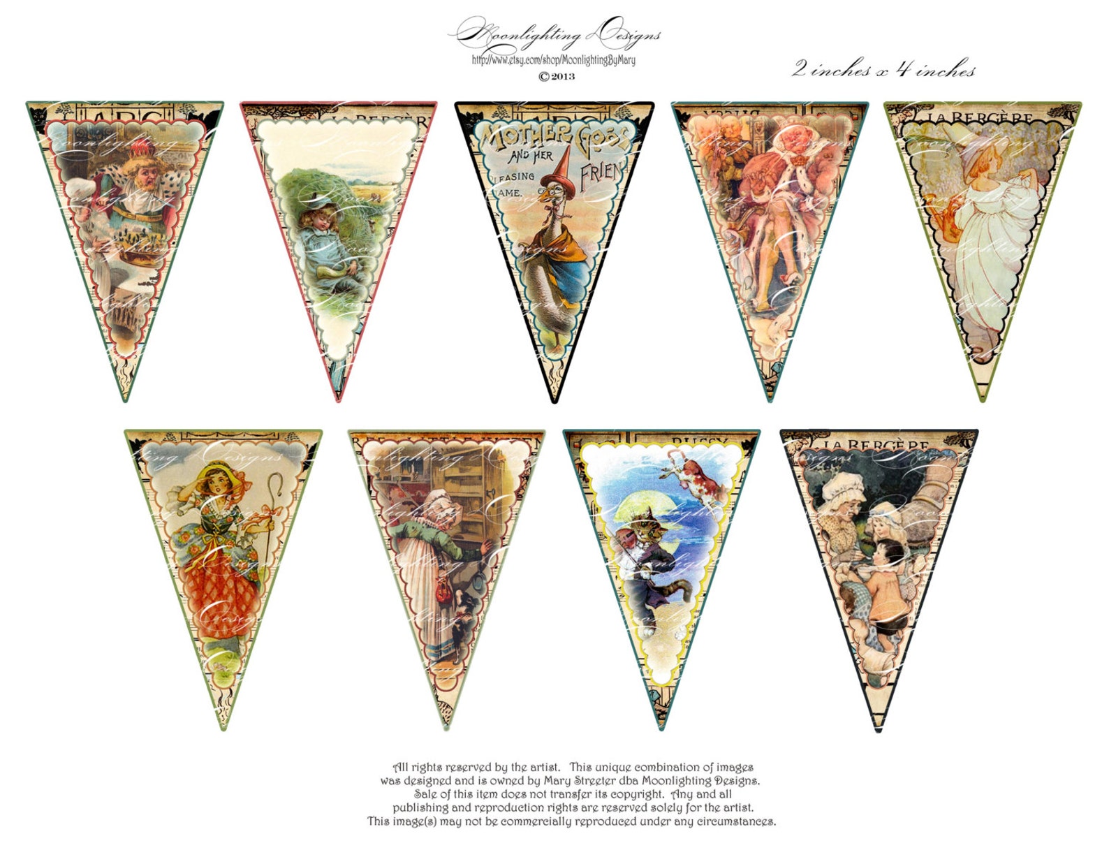 Mother Goose Banner Printable Vintage Nursery Rhymes | Etsy