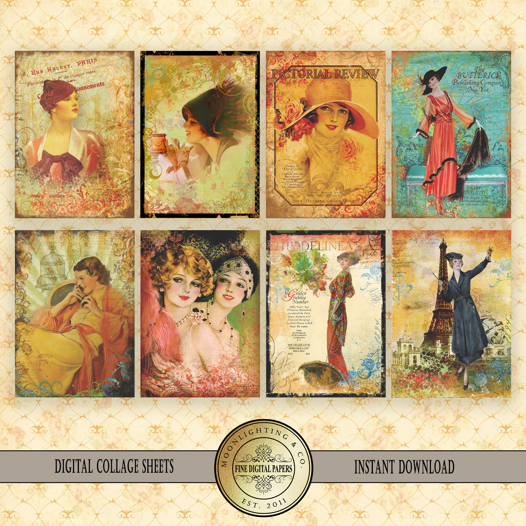 ATC ART DECO Flapper Magazine Covers Roaring 20's Aceo Digital Download ...