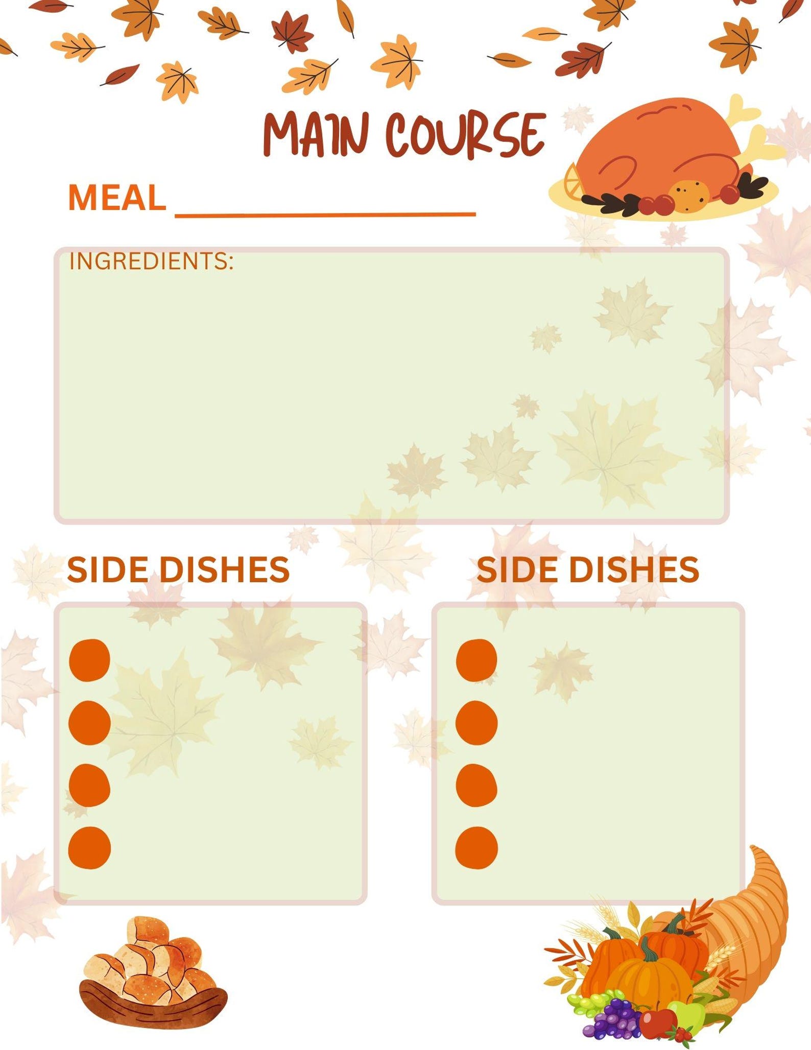 Thanksgiving Meal Planner | Printable Holiday Dinner Organizer (digital ...