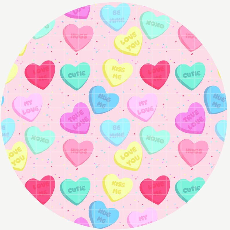 Candy Heart Valentine Pattern Printable PNG – Sweet Love Quotes Digital ...