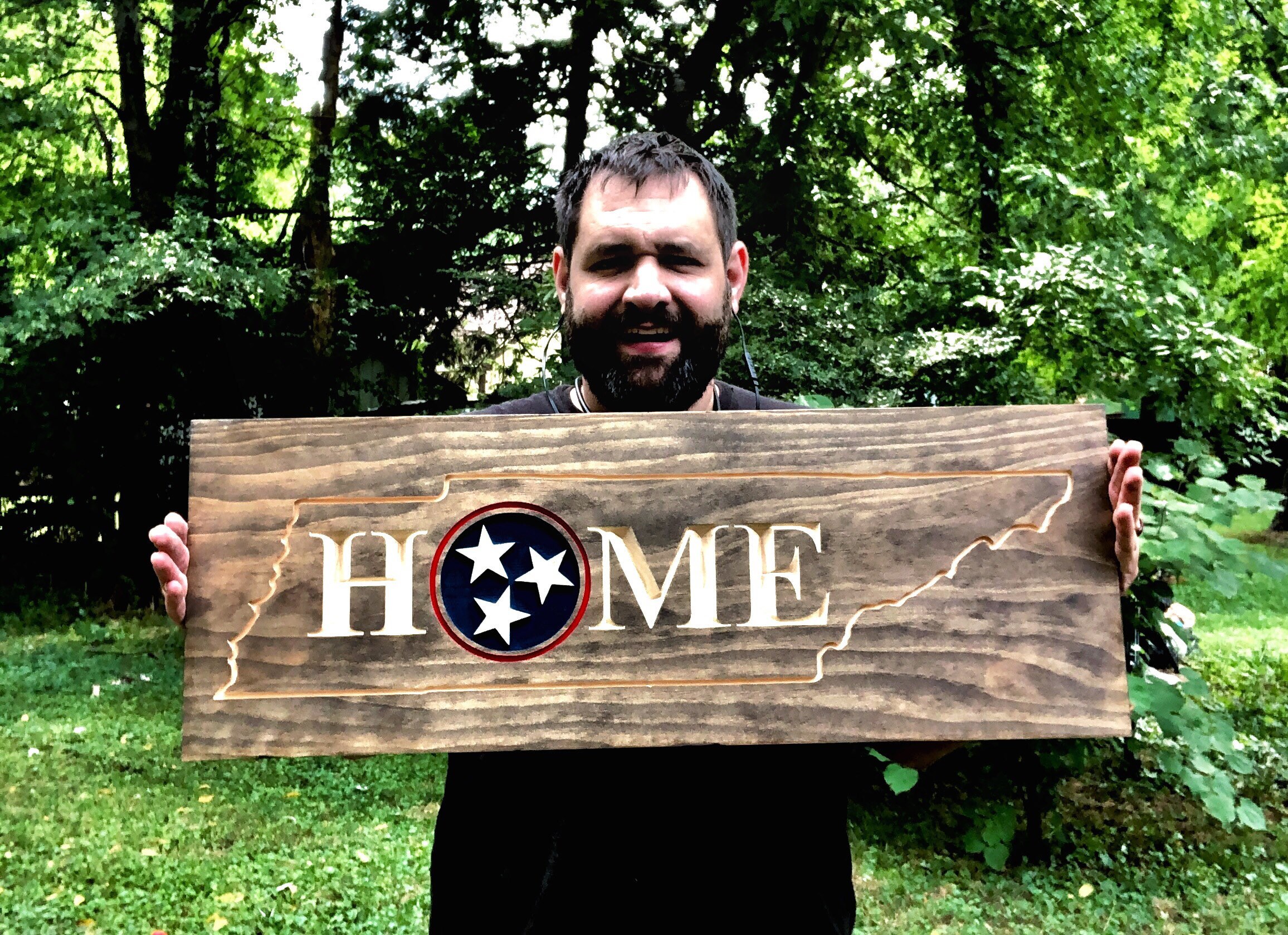 Tennessee HOME Wooden Sign With Tristar BIGGER up to - Etsy