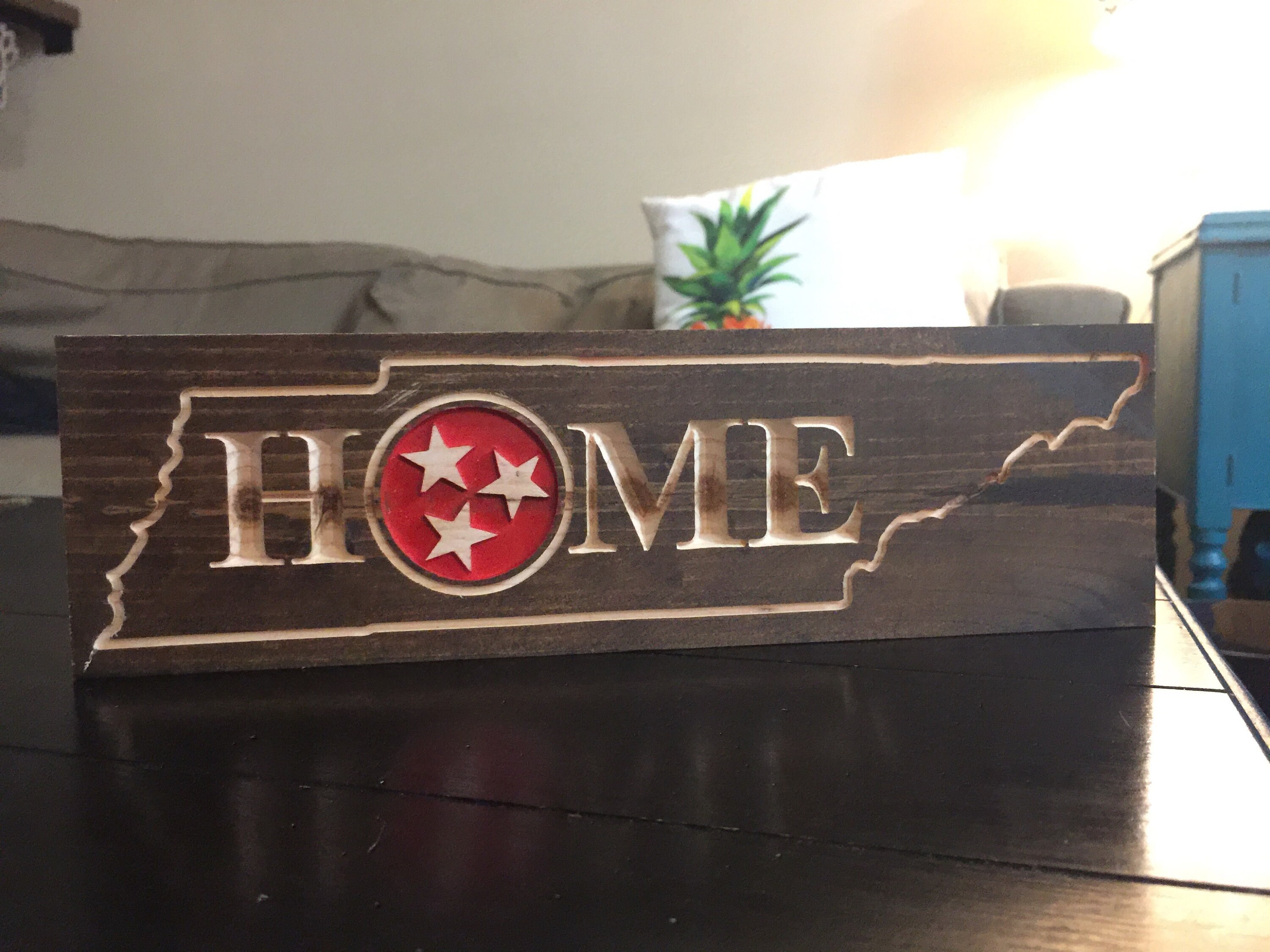 Tennessee HOME Wooden Sign With Tristar - Nashville, Music City - Etsy