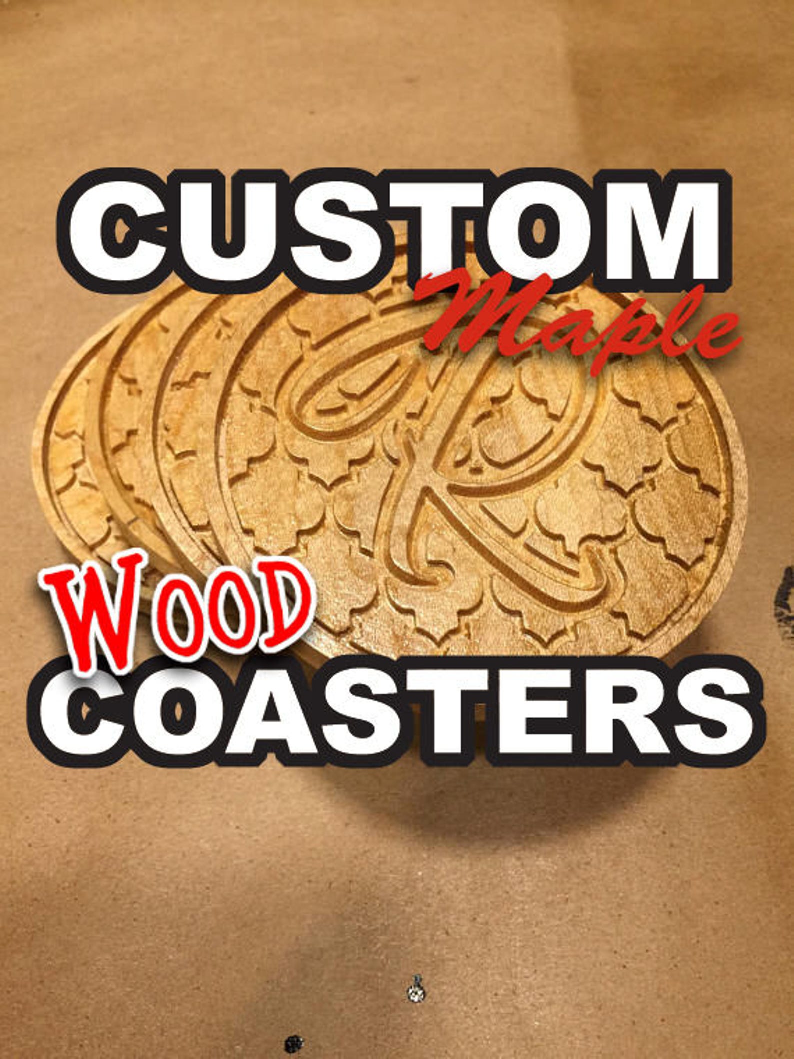 PERSONALIZED COASTERS 4 Piece Custom Name Initial Letter Wooden Drink ...