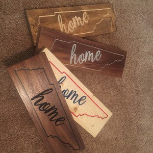 Tennessee "home" Wooden Sign - Red TN, Blue Lettering - Pine - Custom ...