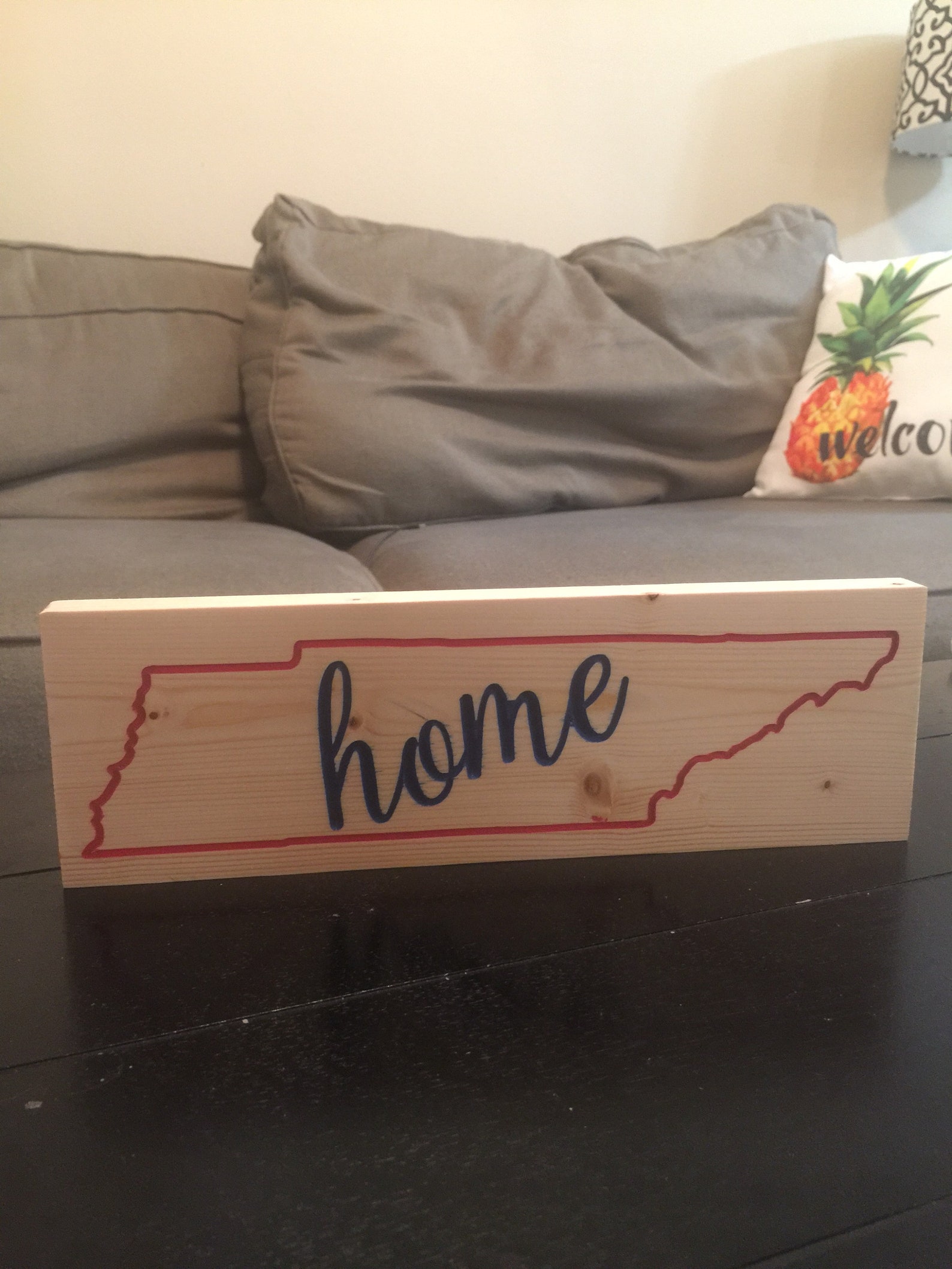 Tennessee "home" Wooden Sign - Red TN, Blue Lettering - Pine - Custom ...