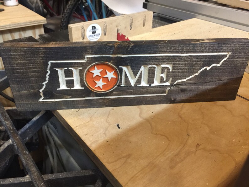 Tennessee HOME Wooden Sign With Tristar - Nashville, Music City - Etsy