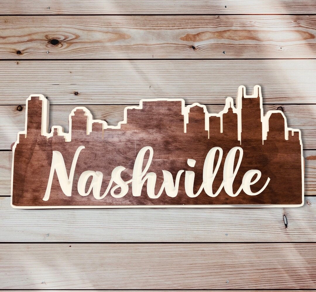 Nashville Skyline Wall Art | Wooden Sign | Wall Decor, Wooden Sign, TN ...