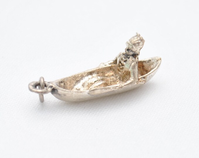 Vintage Native American Indian in Canoe Charm - Sterling Silver - 1950 ...