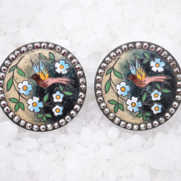 Antique Enamel Button - Etsy