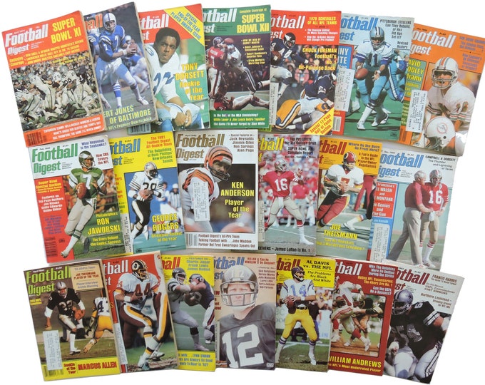 Lot of 20 Vintage Football Digest Magazines - Collection From 1977 ...
