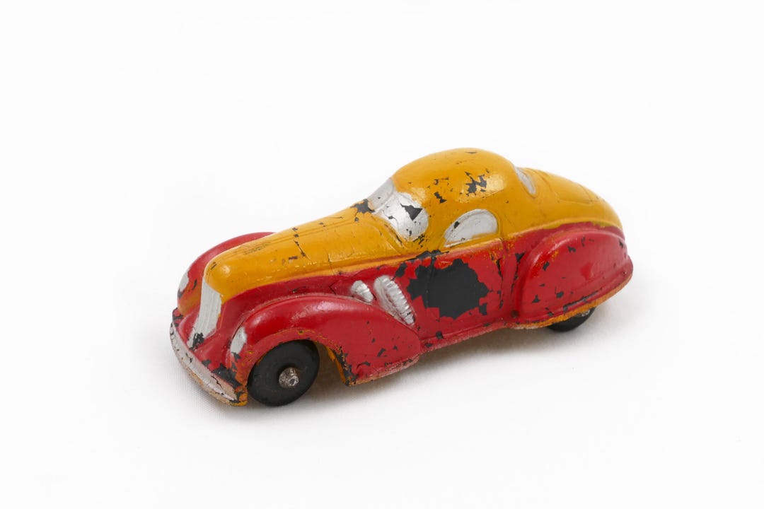 Vintage 1930s Sun Rubber Co Red and Yellow Coup - Hard Rubber Toy Car ...