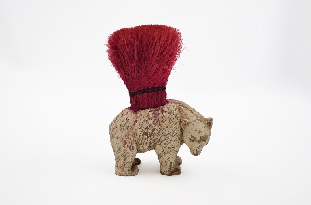 Vintage Red Bristle Bear Clothing Brush 1940's Vanity Grooming ...