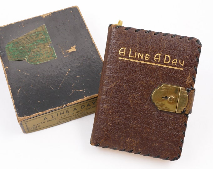 Antique 1940s Handwritten Line A Day Diary - Leather 5 Year Diary ...
