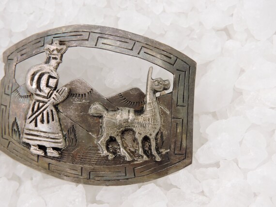 Vintage 1960's Peru Sterling Silver Alpaca and Herder… - Gem