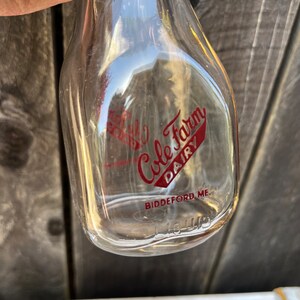 Vintage Cole Farm Dairy Half Pint Square Glass Bottle Biddleford, Maine ...