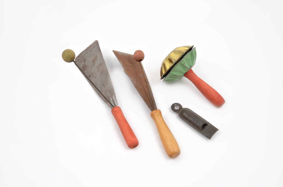 Antique Lot of Metal & Wood Noisemakers - Paddle Clappers - Bell Rattle ...