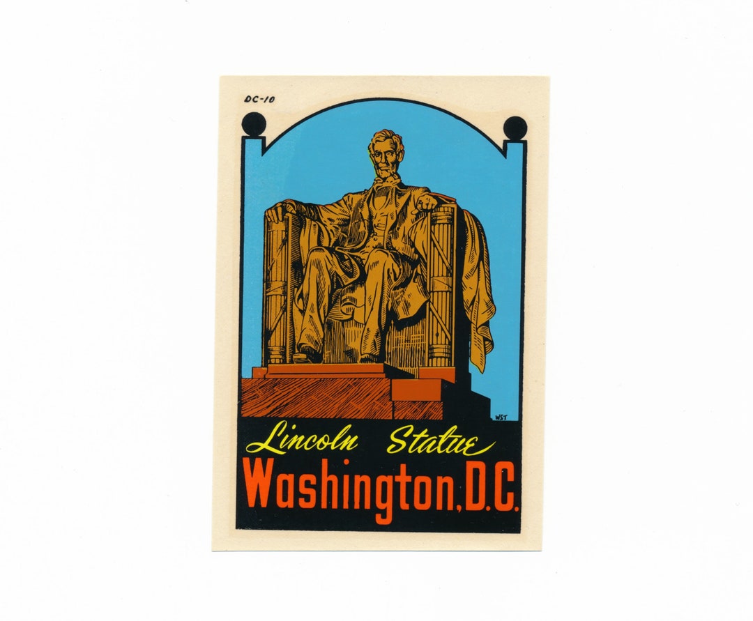 Vintage 1950's Lincoln Statue Washington D.C. Souvenir Travel Luggage ...