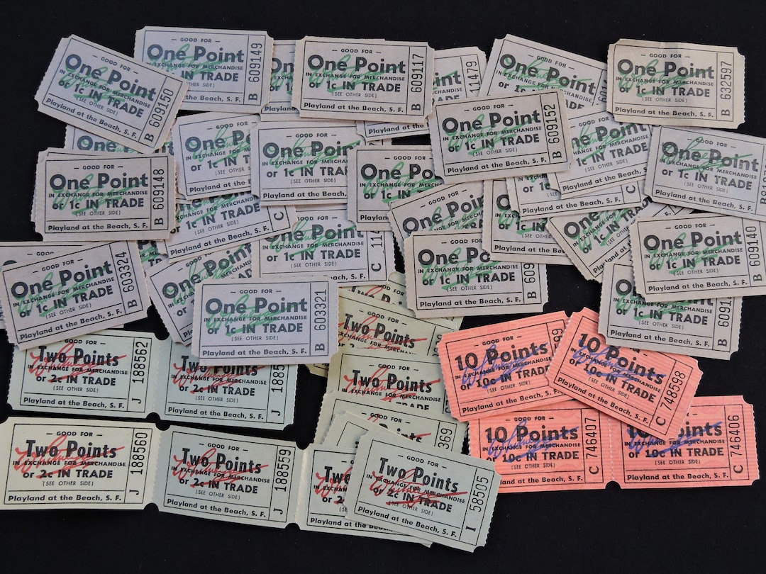 Vintage 1960's Playland at the Beach Amusement Park Points Tickets Lot ...