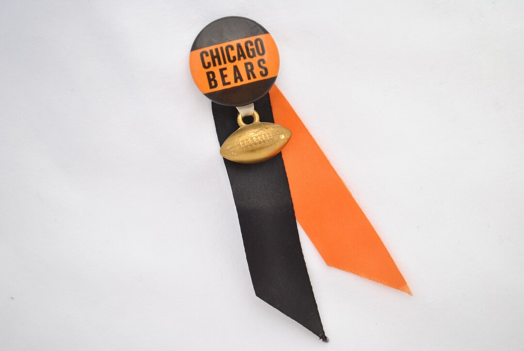 Vintage Chicago Bears Football Pin With Football Charm and Ribbons 1960 ...