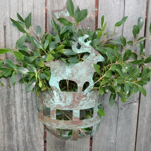 Vintage Oxidized Copper Deer Wall Mount Hanging Basket Porch Mount ...