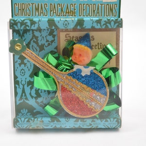 Vintage Happy Time Elf With Banjo Christmas Package Decoration With ...
