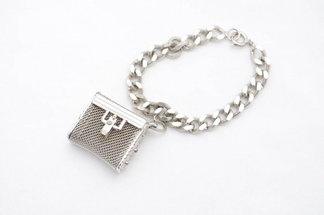 Vintage Metal Mesh Mini Coin Purse Charm Bracelet 1960's Made in ...