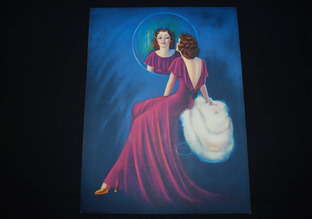 Vintage 9x12 Calendar Pin-up Girl Print - Salesman Sample - Pretty as A ...