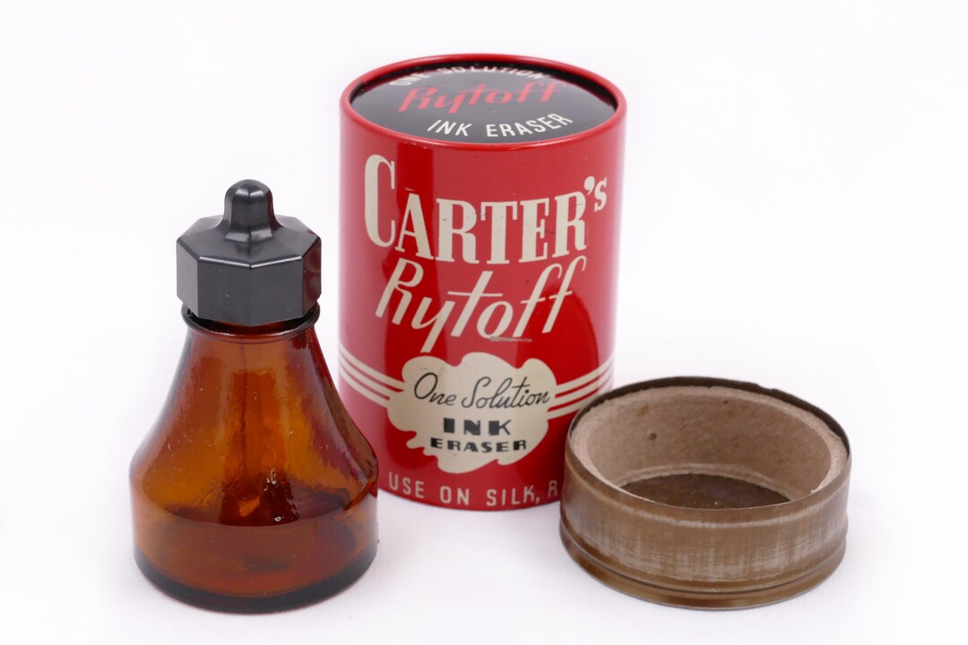Vintage Carter’s Rytoff Ink Eraser - Red and Black Metal Tin With Glass ...