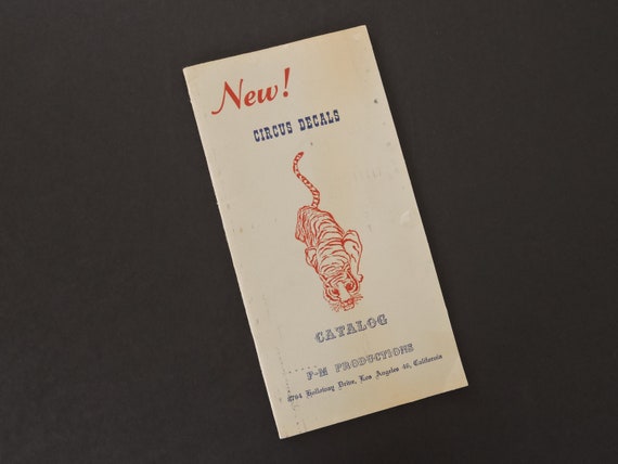 Vintage 1961 Circus Decals Catalog Order Form F-M Productions | Etsy