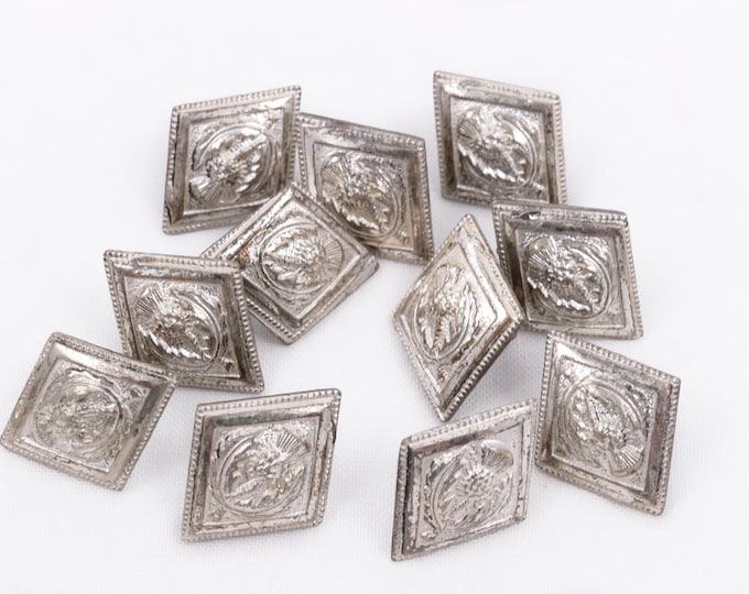 Lot of 11 Antique Diamond Shaped Thistle Buttons - Kilt Tunic Jacket ...